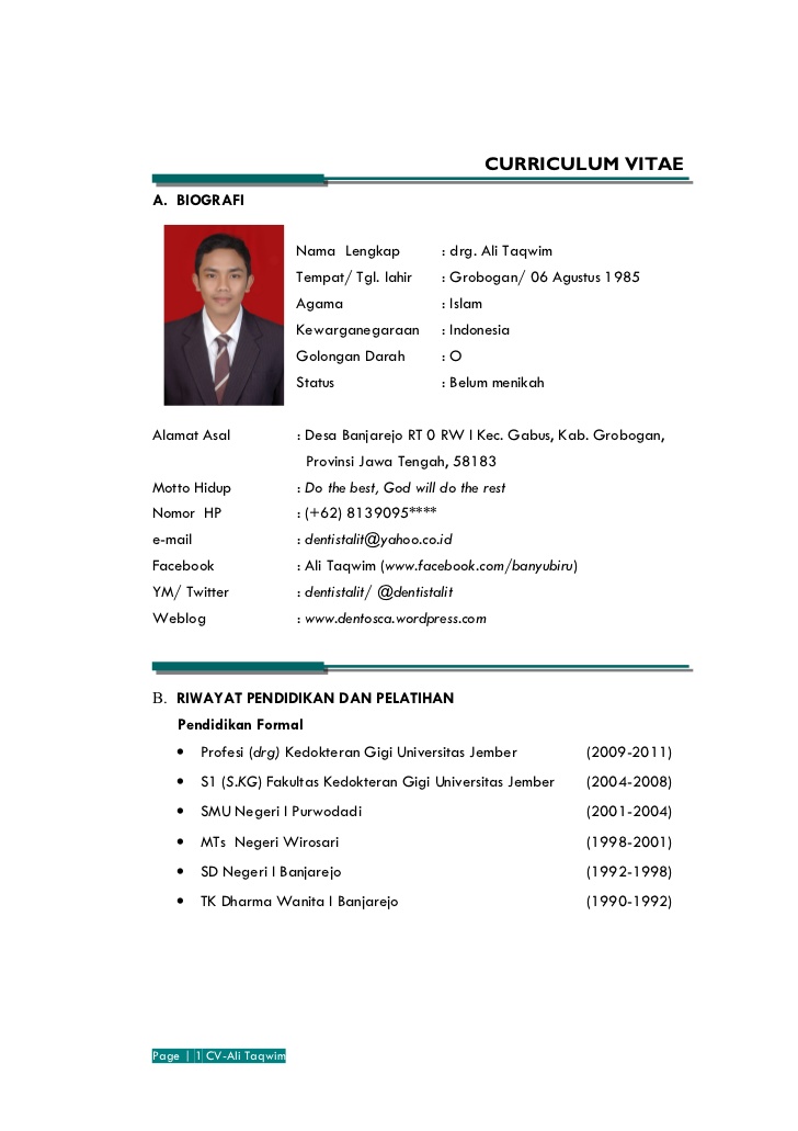 Contoh Cv Fresh Graduate D3 Akuntansi - Desain CV Kreatif: Contoh CV ...