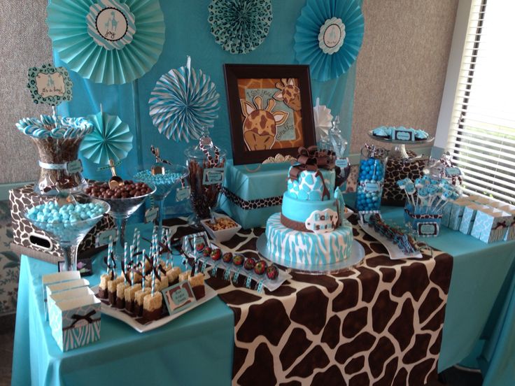 Decoración de baby shower azul y cafe - Imagui