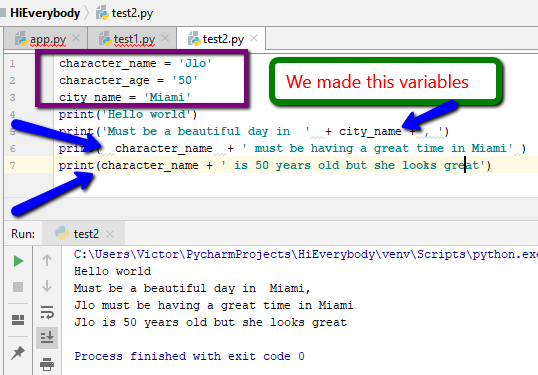 Hello World (variables) - American Python