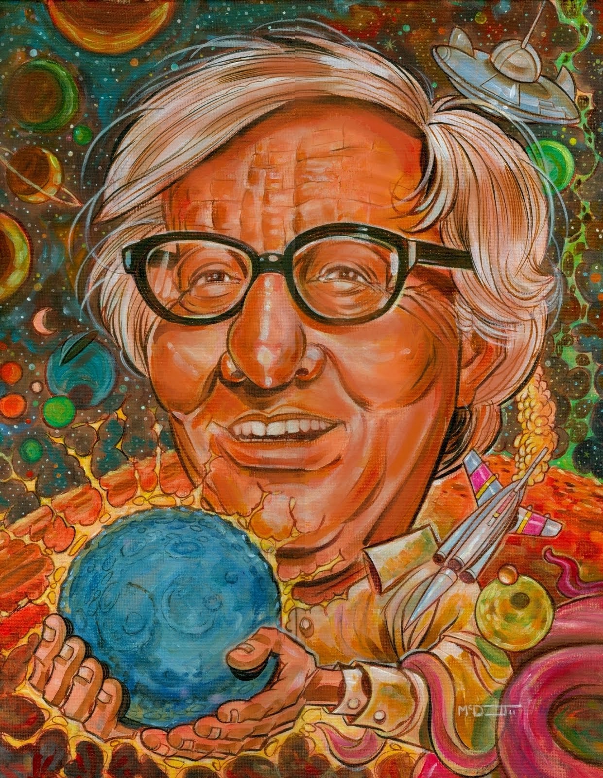 Sketches and Scribbles by Jim McDermott: Caricature of Ray Bradbury