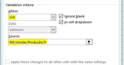 Dicas e Tutoriais de Excel: Criar lista Drop Down Simples