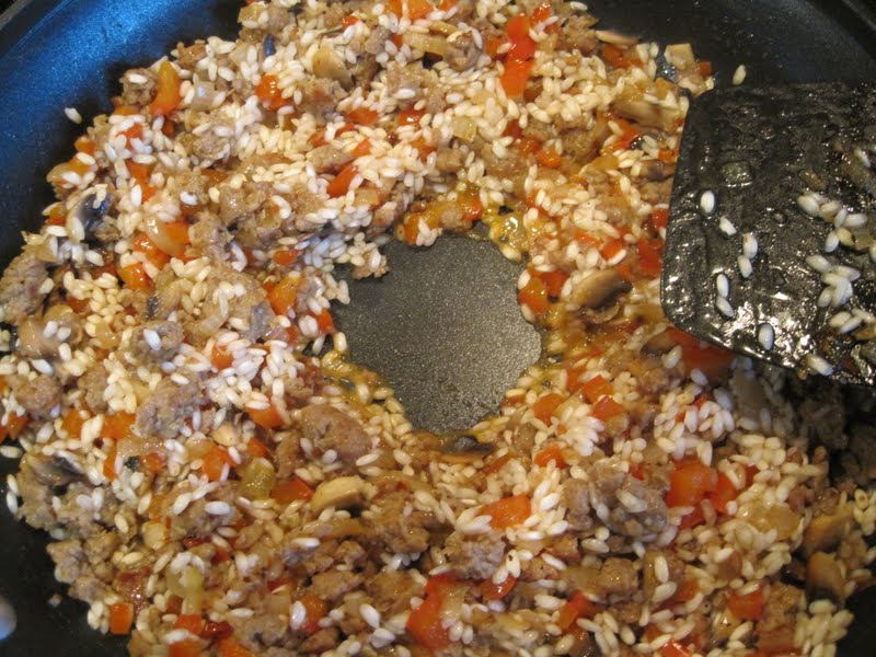 Mrs. Schwartz's Kitchen: Sausage, Mushroom and Red Pepper Risotto
