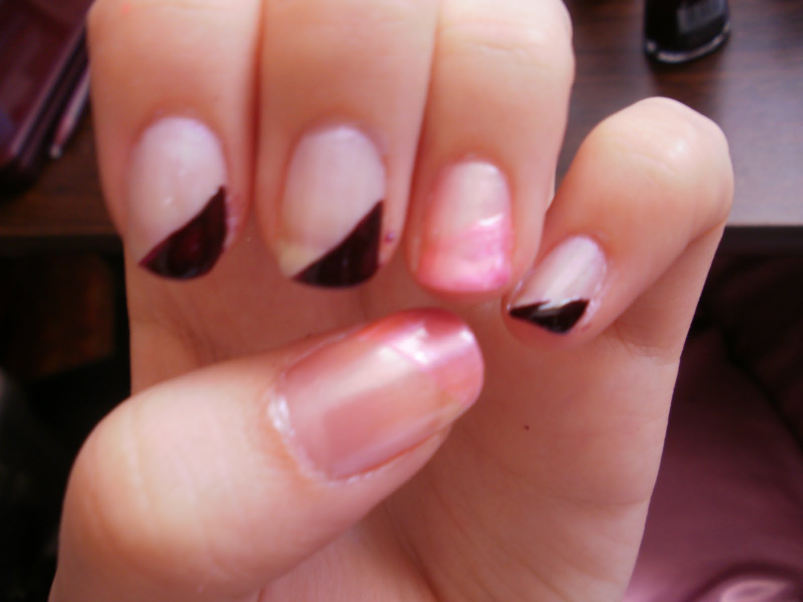 Artistry Nails: Pink & Purple Angled French Tip