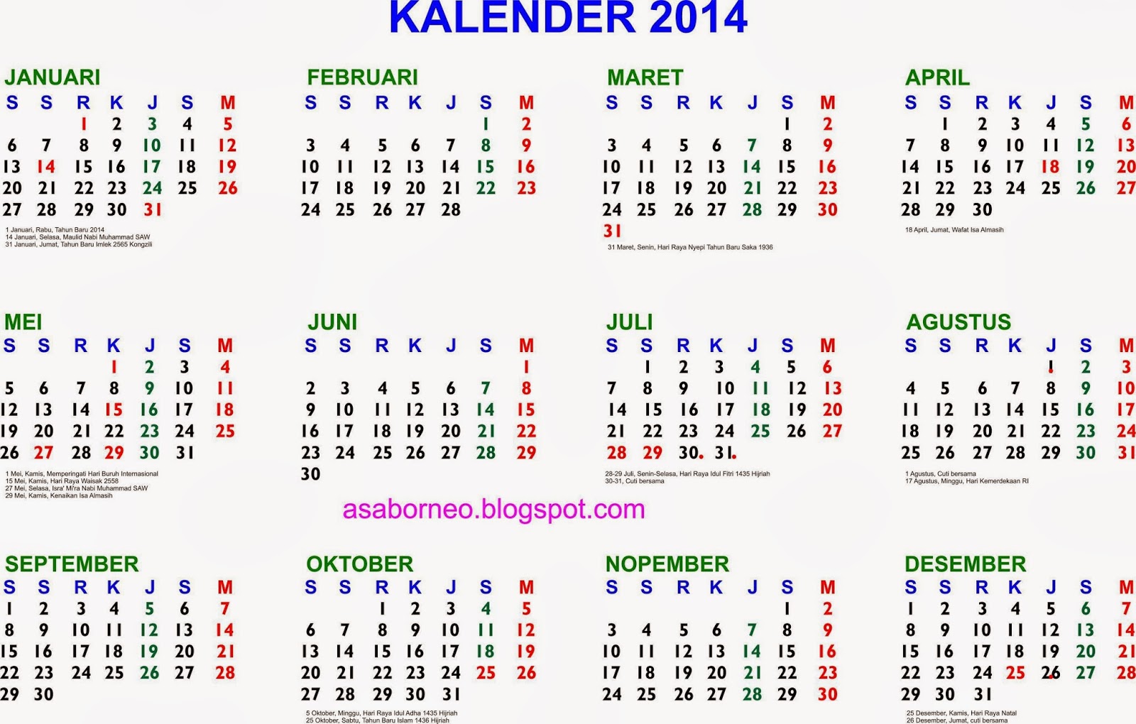 Jelajah CoPas: kalender 2014