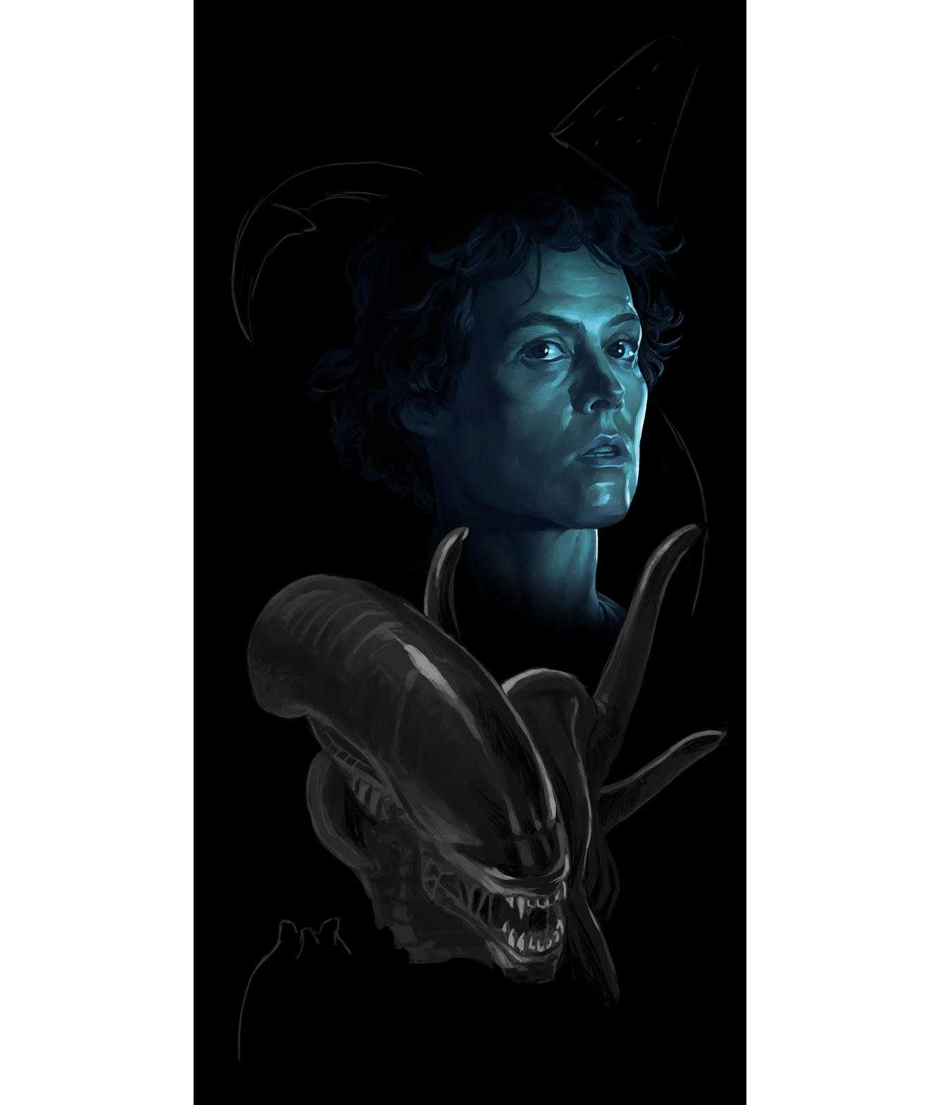 WIP - Alien Fan Art - Starting color and xenomorph - Claire Sanchez