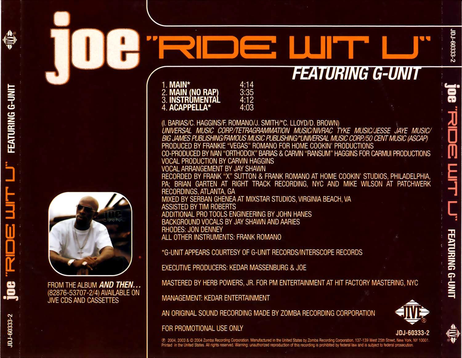 highest level of music: Joe Feat. G-Unit - Ride Wit U-(Promo_CDS)-2004-hlm