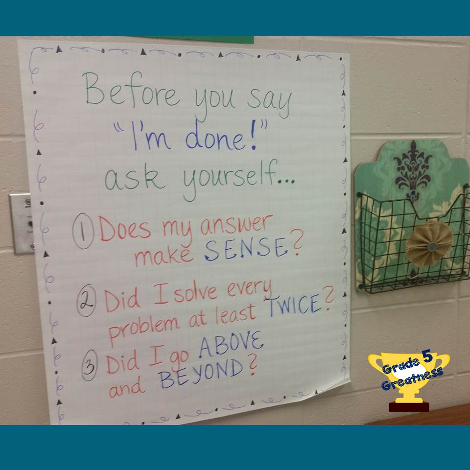 "I'm Done!" Anchor Chart | Grade 5 Greatness: Math, Missions, and ...