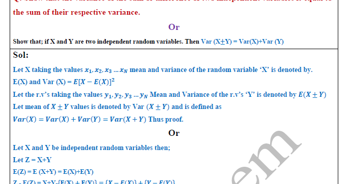 Helping Hands: Show that the variance of the sum or difference of two ...