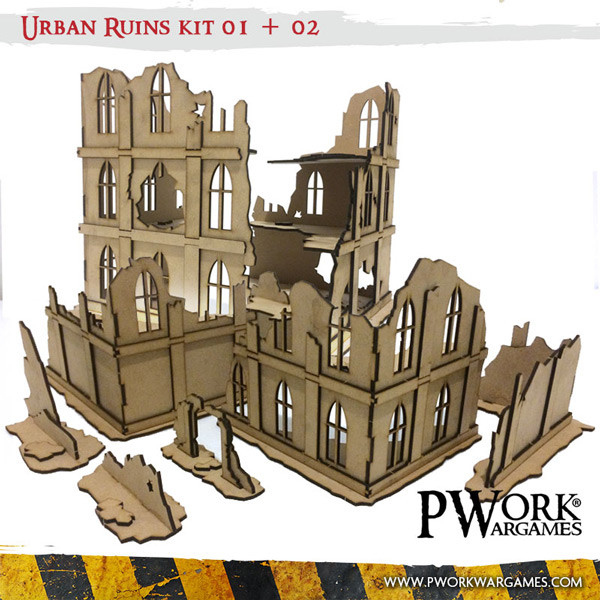 Wargame News and Terrain: Pwork: New MDF Scenery - Urban Ruins Kit 01 ...