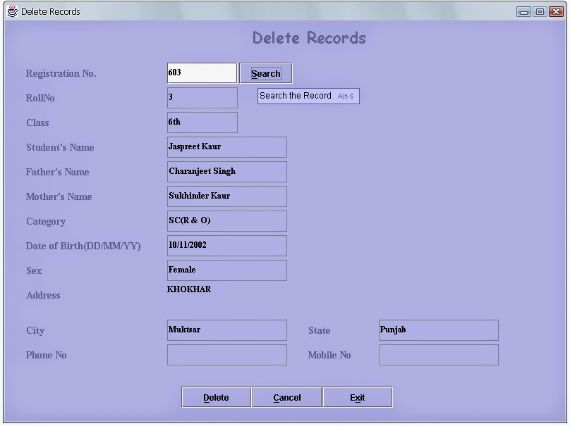 Delete Records From The Access Sql Table Using Swing