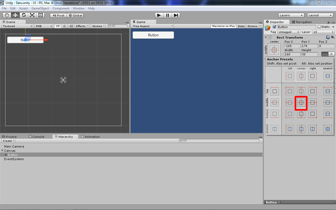 Unity Tutorial : UI Unity ~ Anchor Point