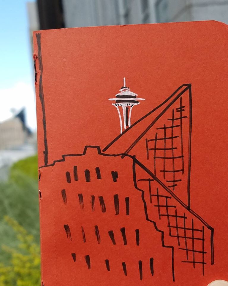 Urban Sketchers Seattle: A Library and a Walrus