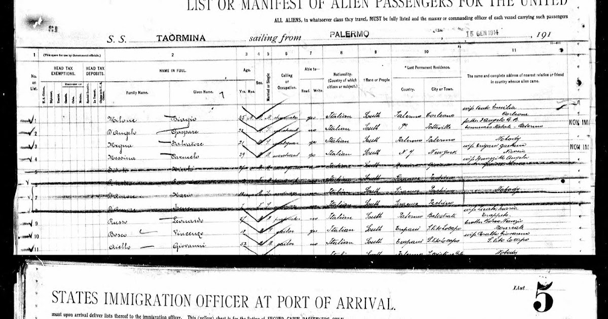 Genealogical Musings: Names Crossed Off Passenger List
