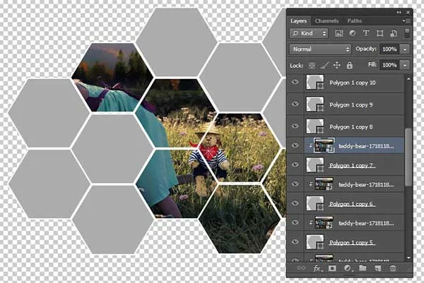 PhotoEffect: Turn a Photo to a Collage of Hexagons in Photoshop
