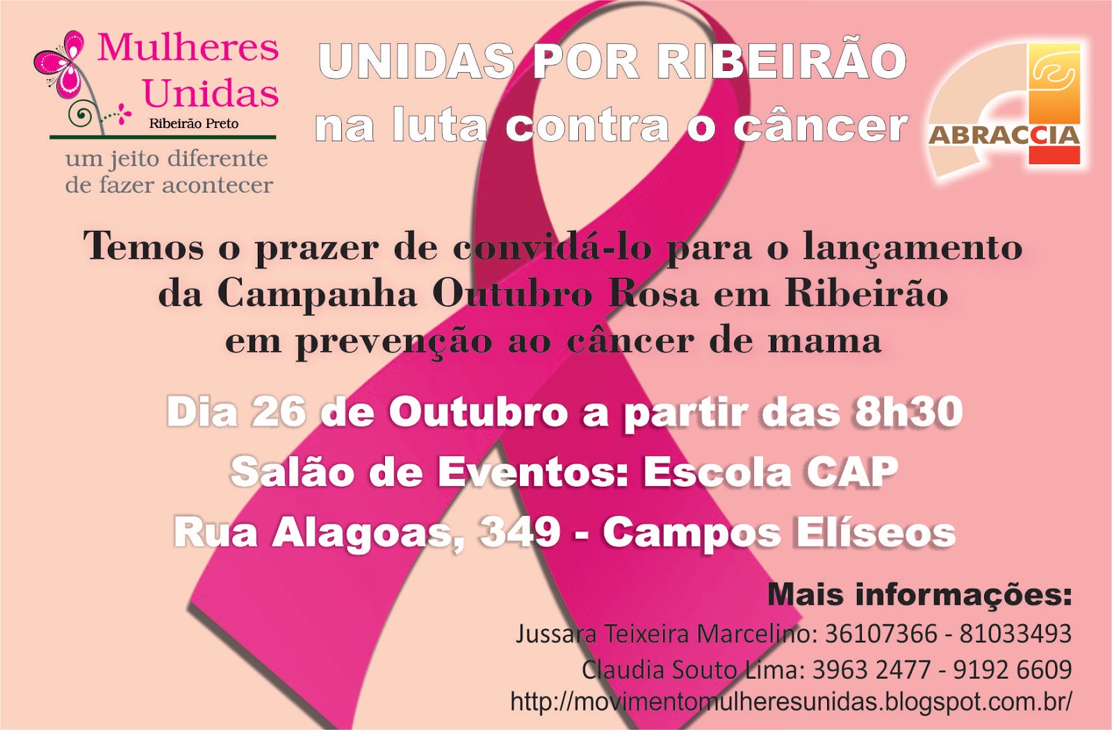Movimento Mulheres Unidas: Convite Lançamento "Outubro Rosa"