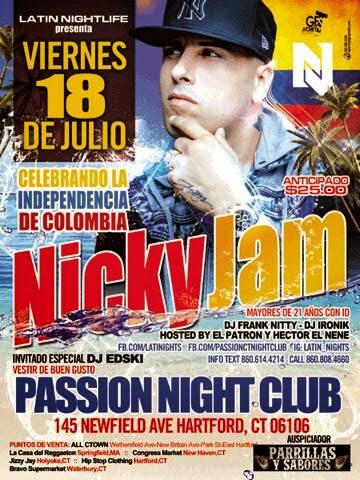 GETMONEYRECORD.COM: NICKY JAM Julio 18 2014 @Club Passion Hartford CT