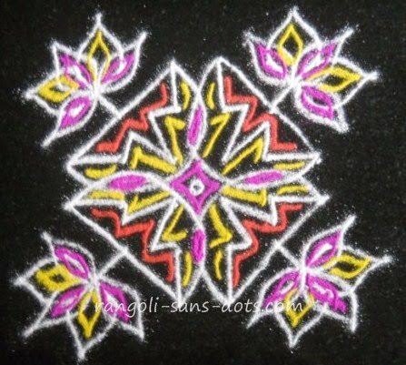 Rangoli designs with dots - 6 dots