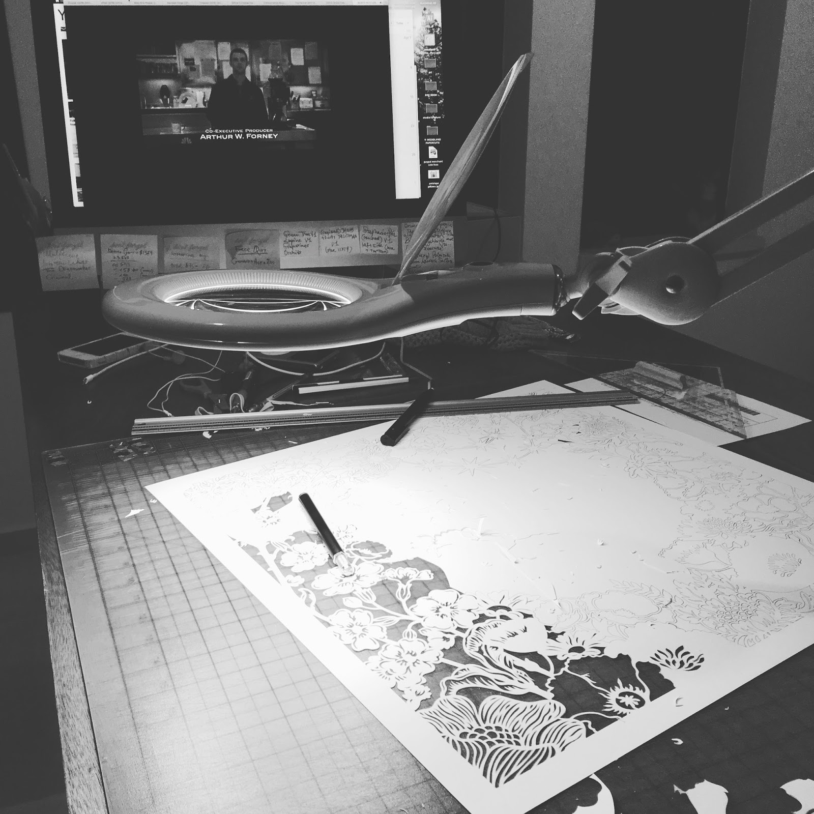 in the studio | what I do every day | Woodland Papercuts