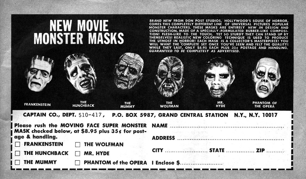 New Movie Monster Masks - Don Post 800 Line Ad | Blood Curdling Blog of ...