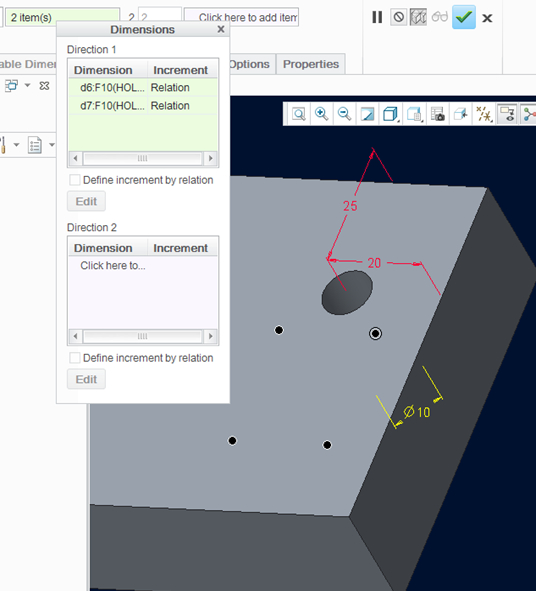 Simple Design Automation (Creo API): [Creo Skill] Pattern Relation #1