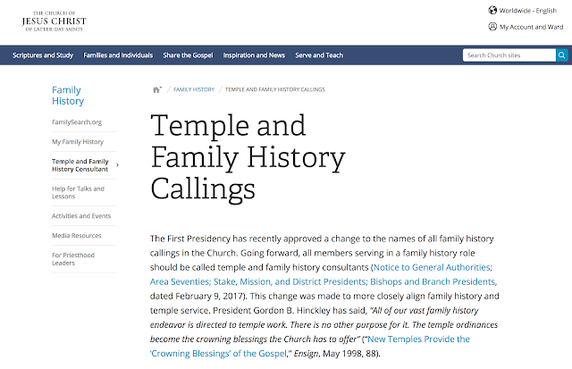 Rejoice, and be exceeding glad...: Temple and Family History Callings ...