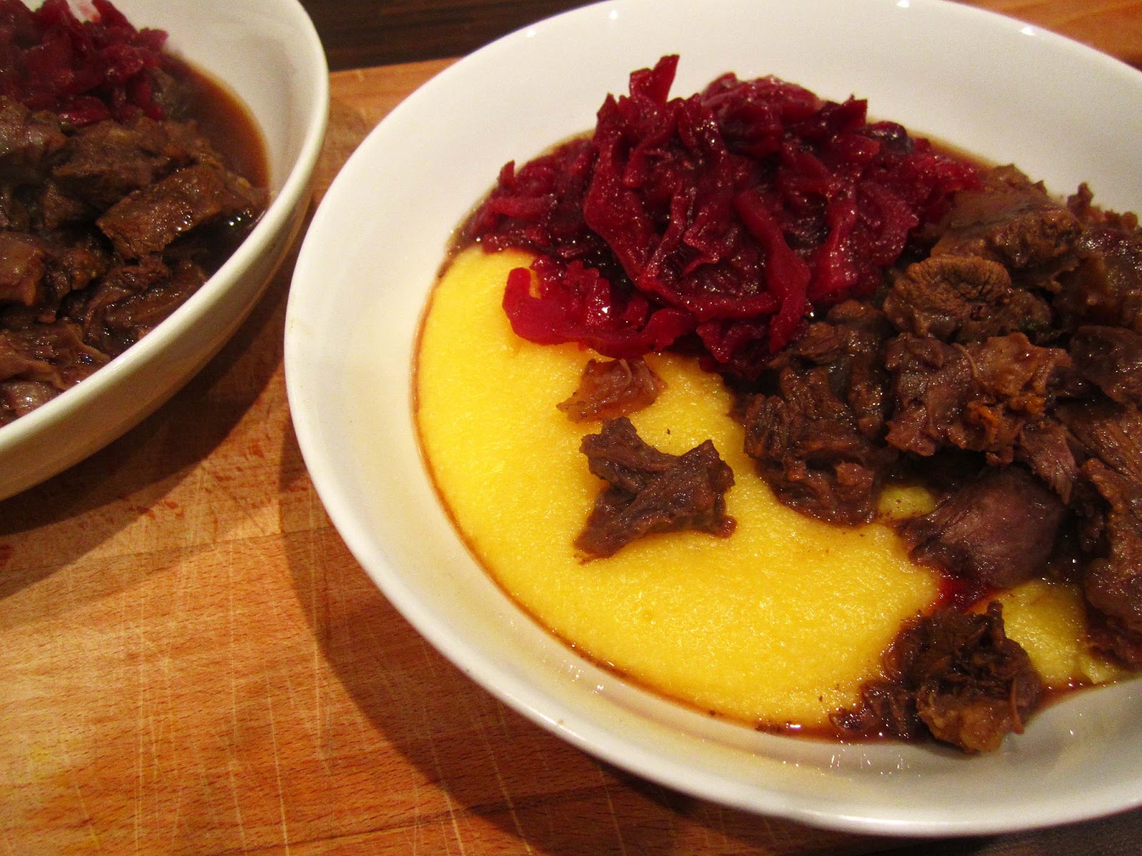 Slow Oxtail and Shin Stew with Polenta and Braised Red Cabbage | The Grazer