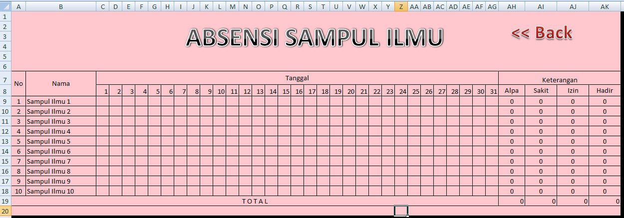 Tutorial Pembuatan Absensi Menggunakan Ms Excel 2007 - Sampul Ilmu