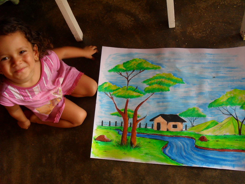 Blog Allan Arts: Minha sobrinha - Pintura em cartolina