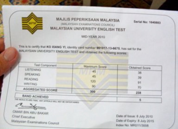 Keputusan Muet November 2012 ~ Cg Azmi