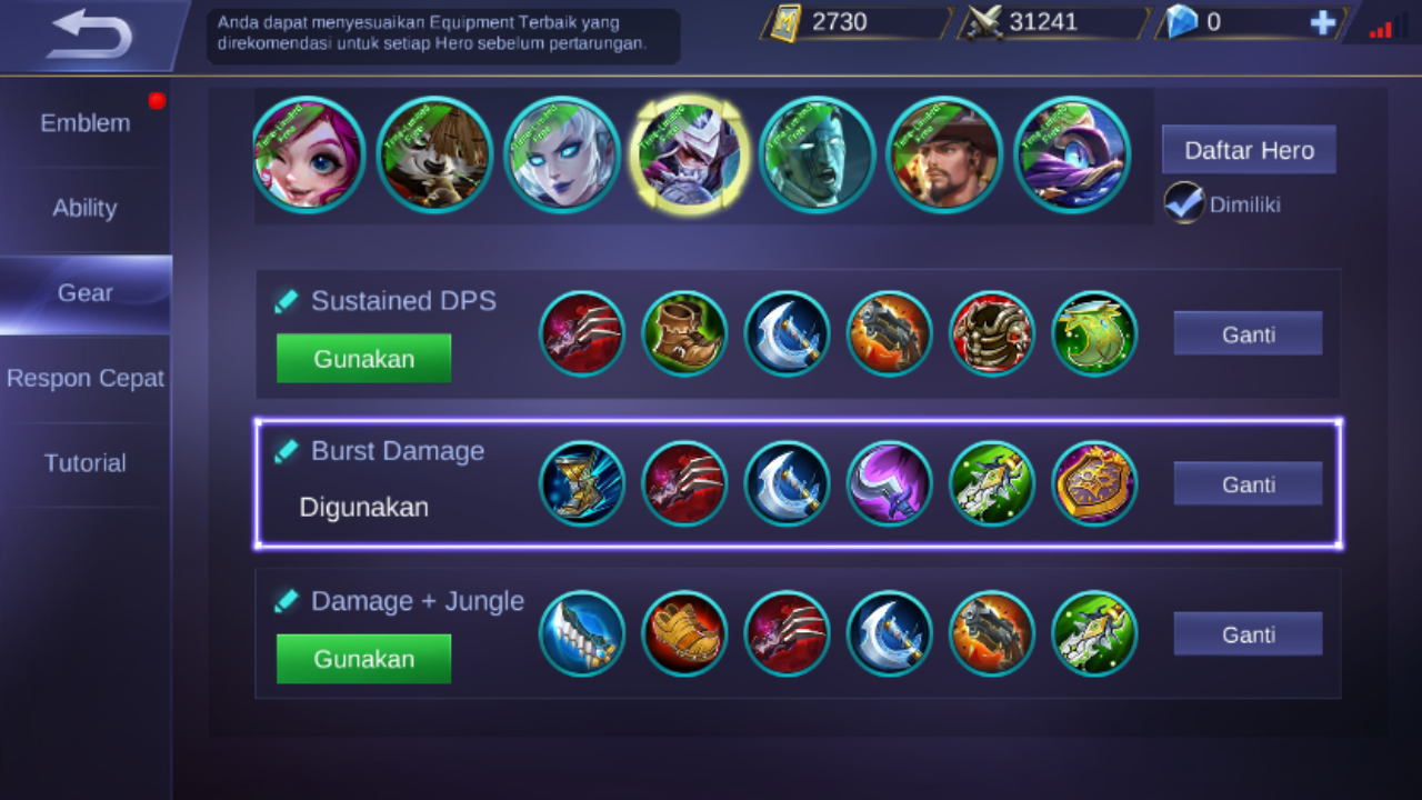 Hayabusa Build / Gear Mobile Legends