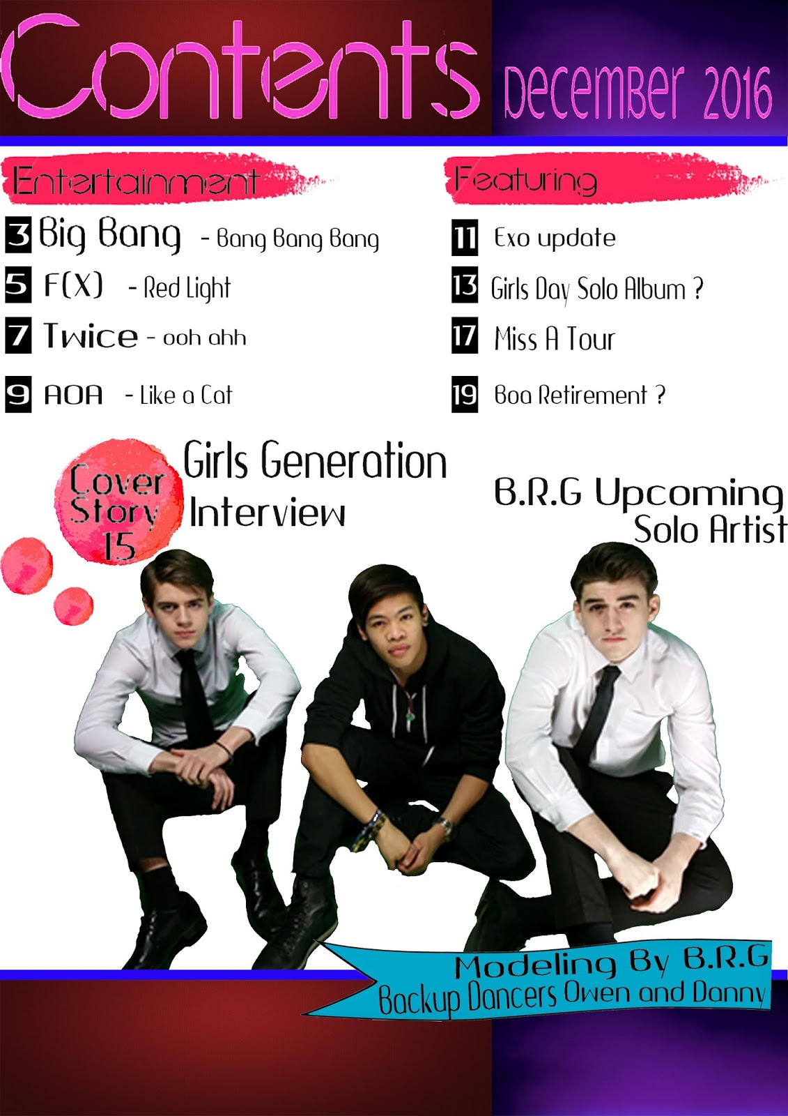 CHCHSMarcuslam: Kpop Magazine Contents Page Comparing