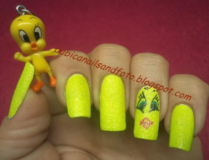 simple nails: 394 chick TWEETY nail art ,chicken nail art sugar nails