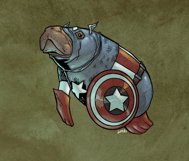 In The Mouth Of Dorkness: Dork Art: Manatee Super Heros!