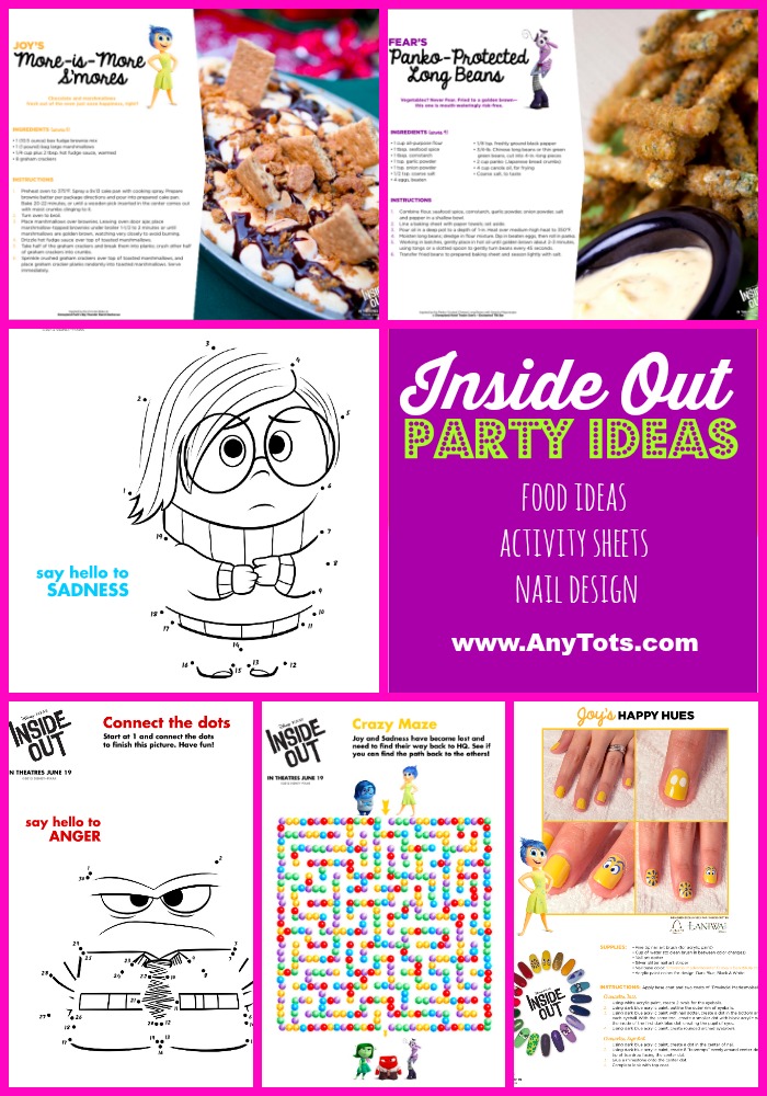 Inside Out Movie Free Activity Sheets, Nail Art Tutorial & Recipes ...