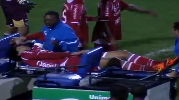 Brazilian soccer player suffers headache while being helped off field ...