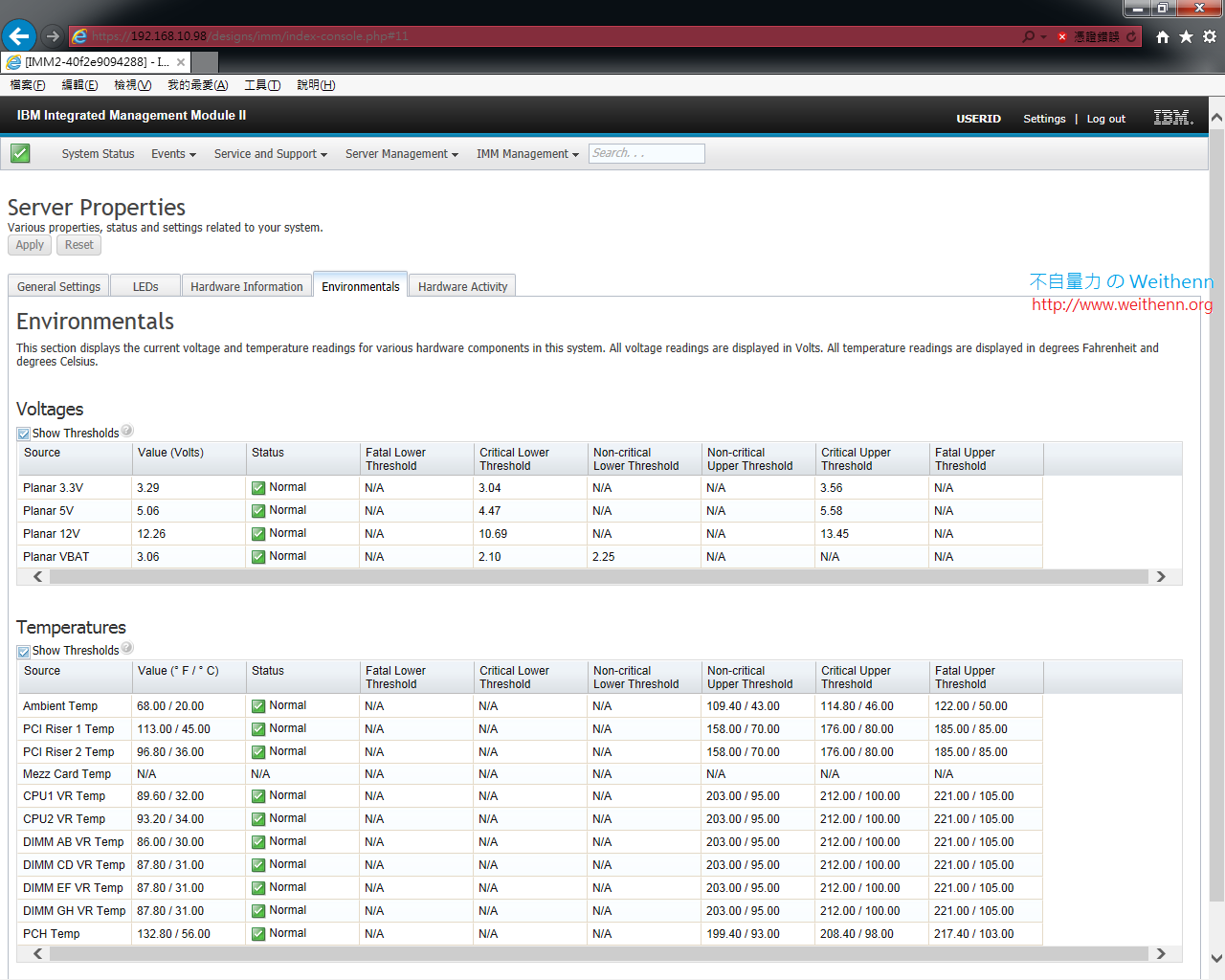 IMM2 - IPMI 遠端管理 ~ 不自量力 の Weithenn