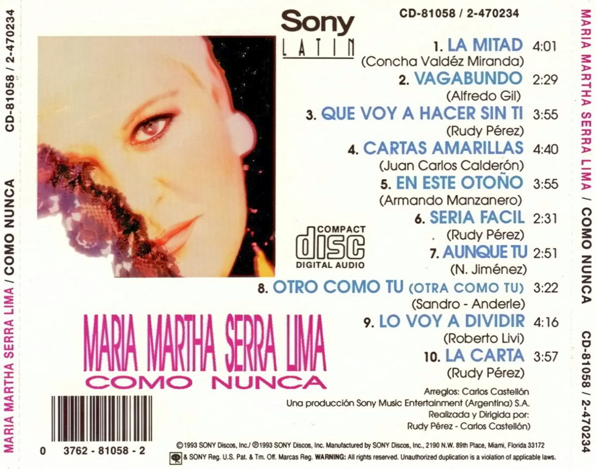 MARIA MARTHA SERRA LIMA - COMO NUNCA - 1993 - Omar Longhi