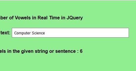 Free Programming Source Codes and Computer Programming Tutorials: Count number of Vowels in Real ...