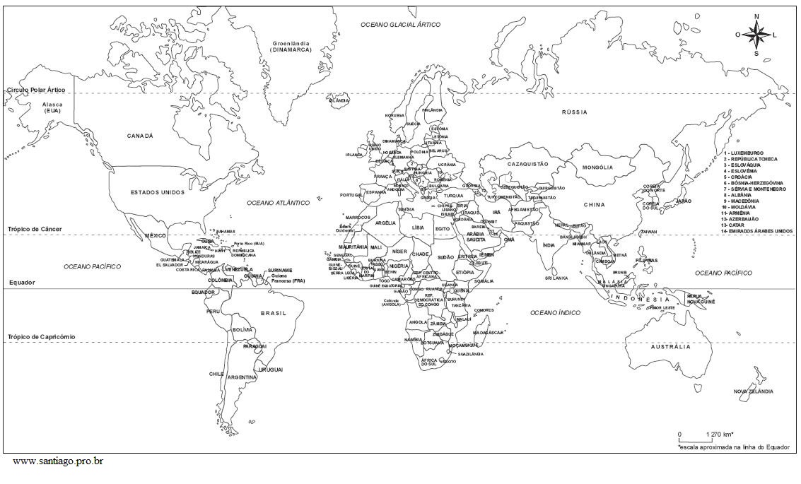 Mapa do Mundo e seus países
