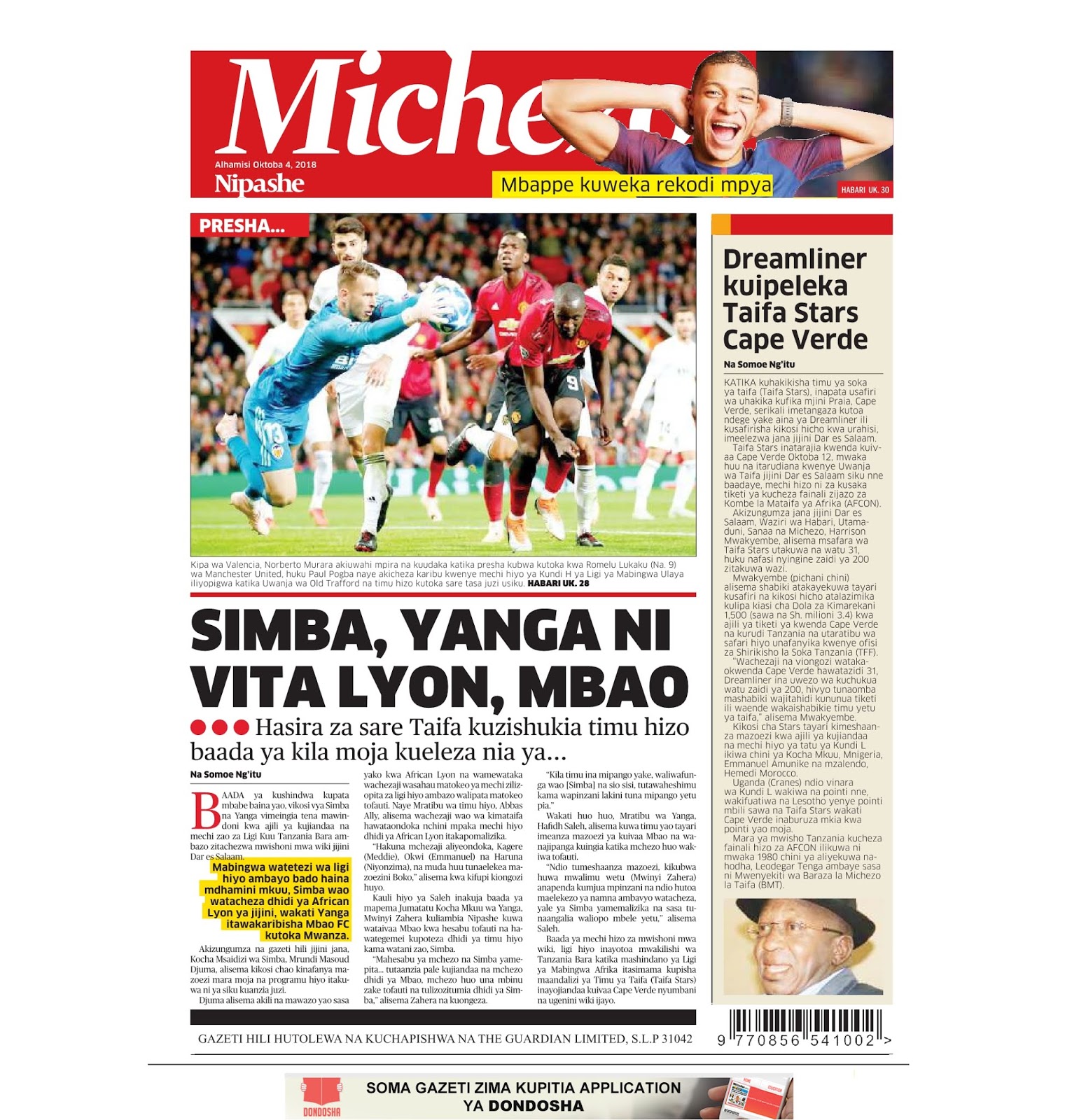 Tanzanian Today's Newspapers MAGAZETI YA LEO ALHAMISI 4th October, 2018 ...