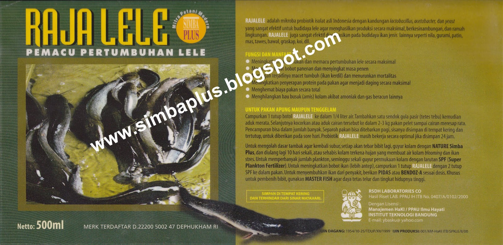 probiotik ikan simba plus, rajalele, rajagurame, pidas, bendos, spf ...