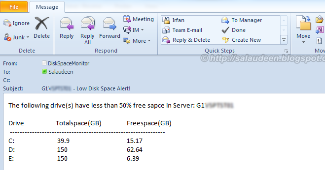 Drive Space Monitoring Using Powershell Script Sharepoint Diary