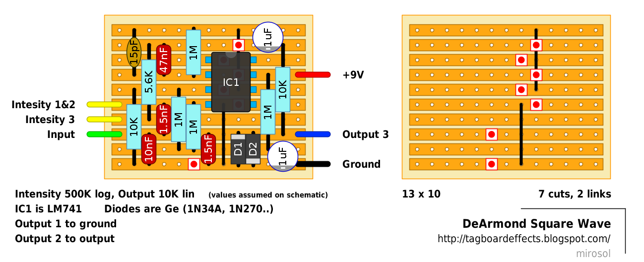 Guitar FX Layouts: DeArmond Square Wave Distortion Generator