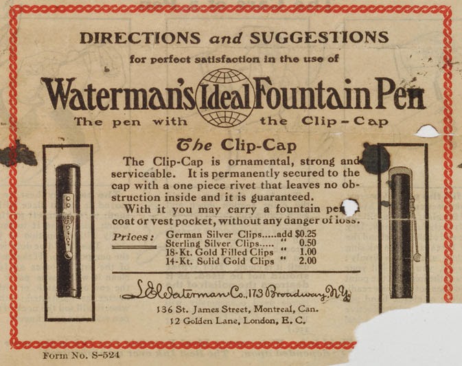 Vintage Pen News: Dating a Waterman instruction sheet