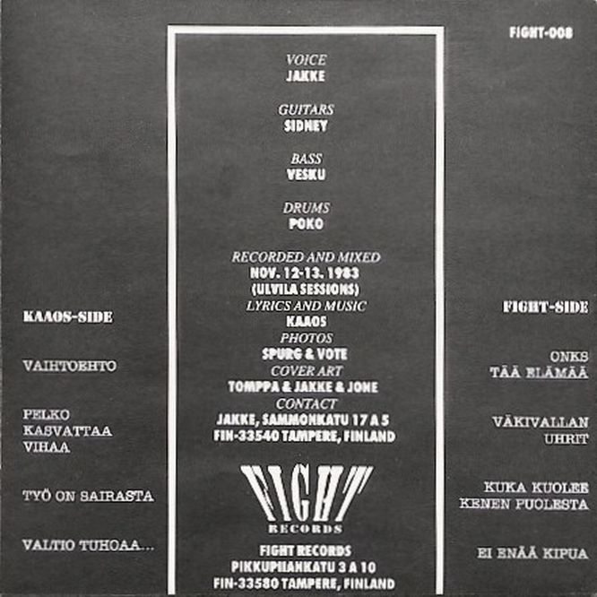 hardcore punk: KAAOS - Valtio Tuhoaa Ei Rakenna EP (1996)