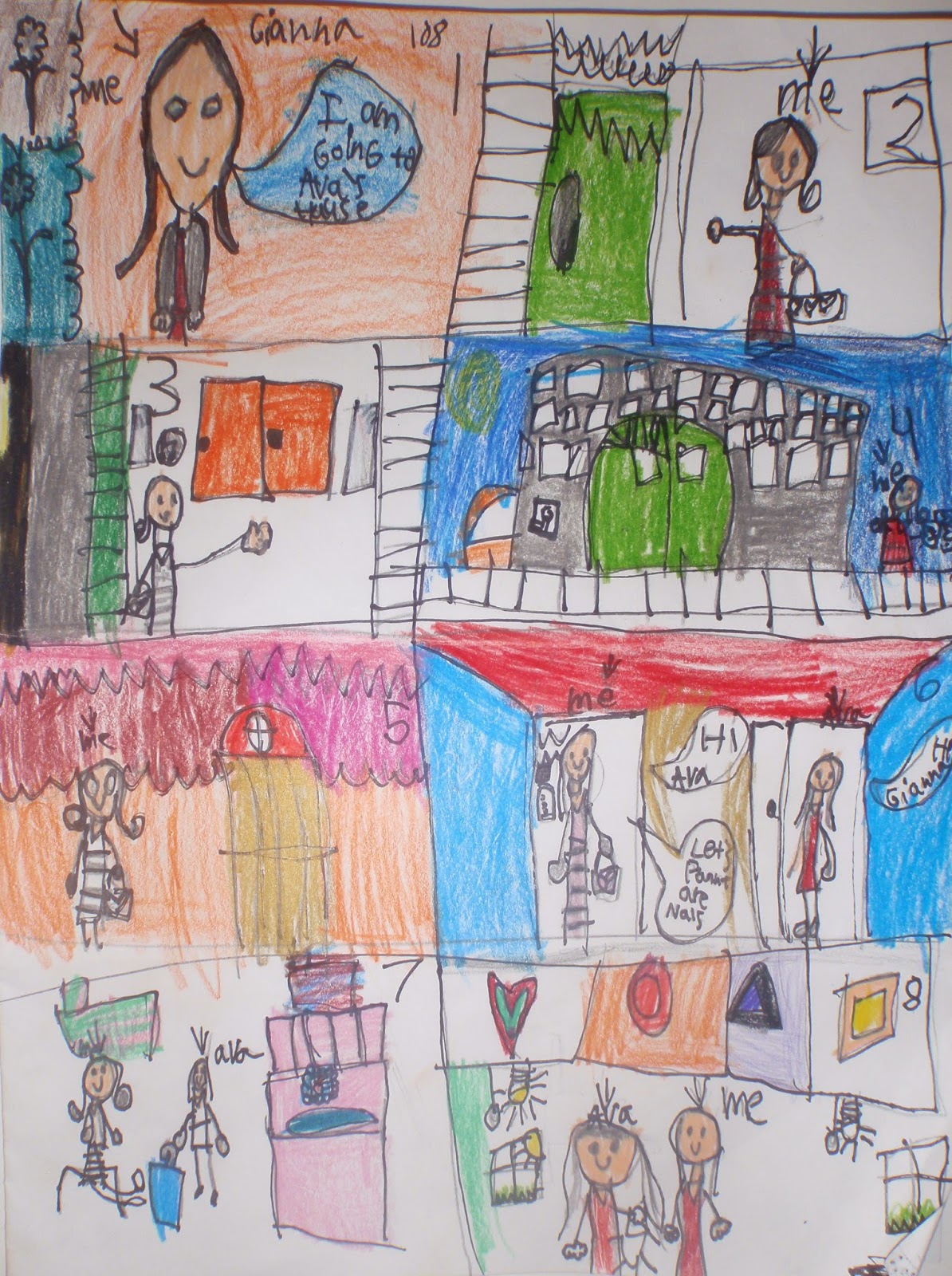 Burr Elementary Art: Kindergarten 8-Panel Comics