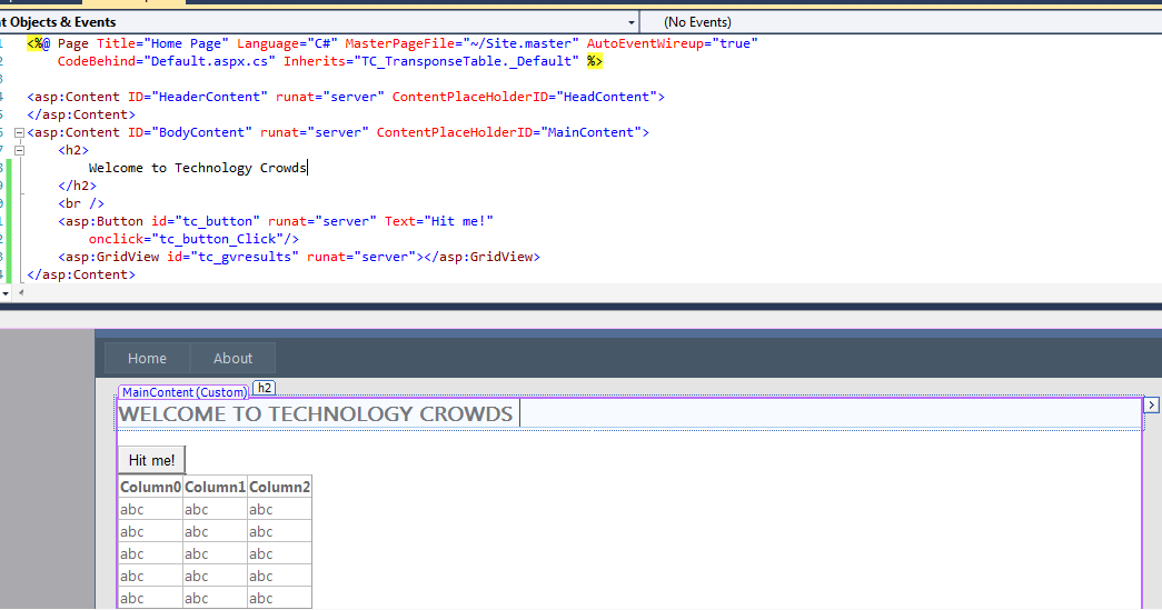Transpose Datatable C Aspnet C Mvc Ef Cloud Sql Server Iis Tutorials