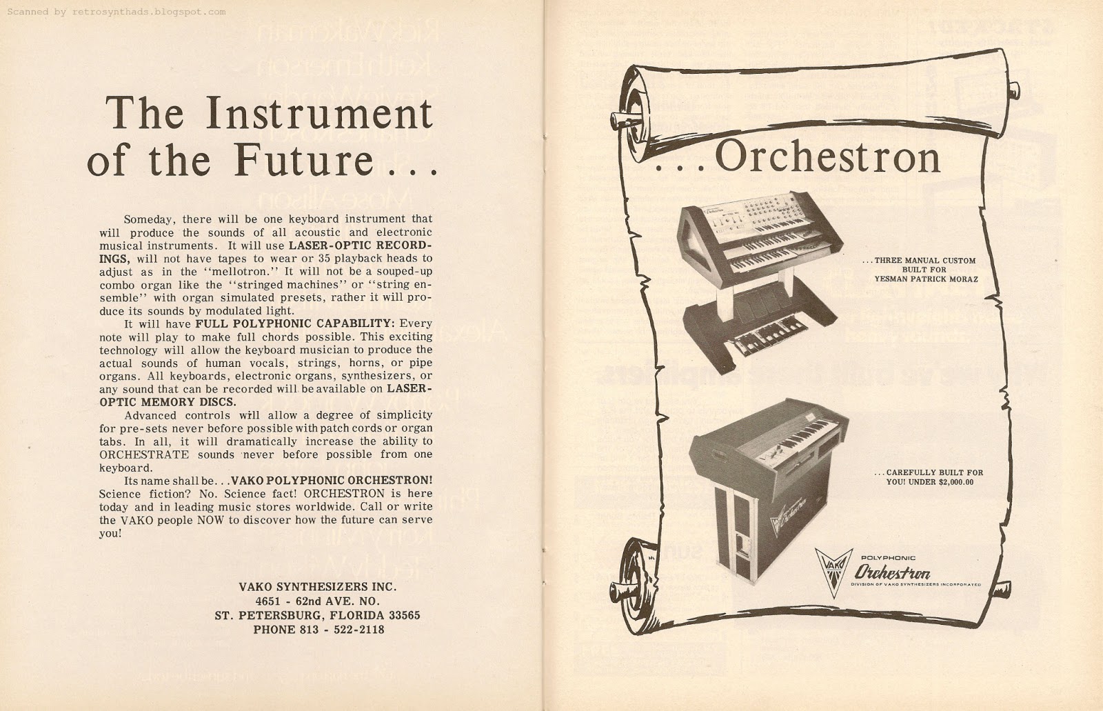 MATRIXSYNTH: 1976 Vako Synthesizers Inc. Orchestron "The Instrument of ...