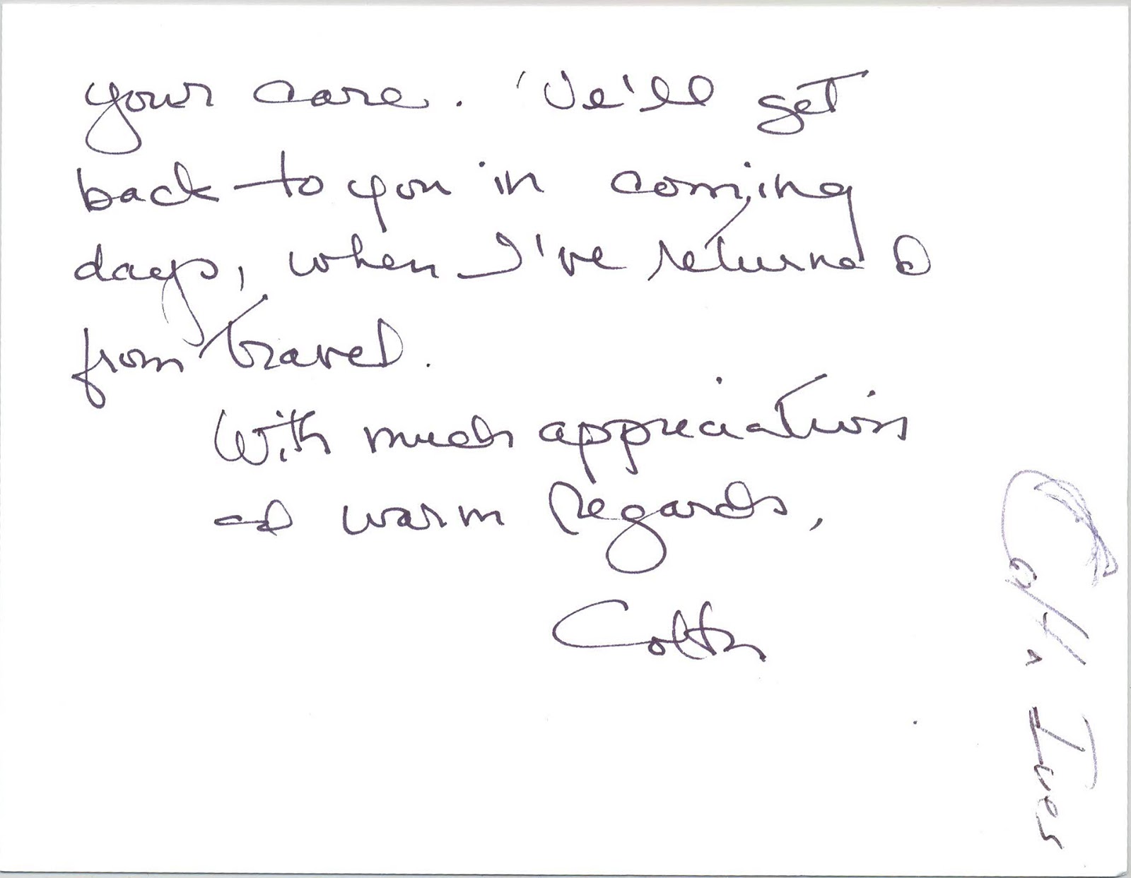 Thank You Note from a Wonderful Client