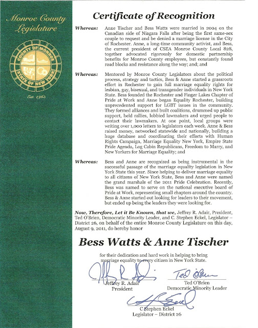 Voice Reporter: MONROE COUNTY LEGISLATURE HONORS LOCAL ACTIVISTS BESS ...